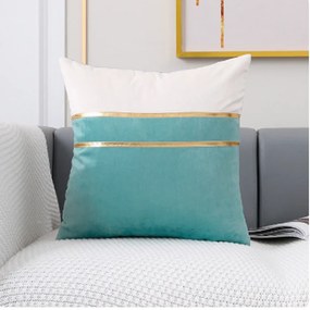 Luxusní sametový povlak na polštář se zlatým proužkem ve dvou velikostech Barevná varianta: B - zeleno-bílá, Velikost: 30x50 cm