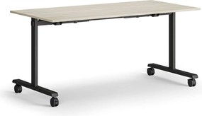 Mobilní stůl MATCH, 160x80 cm, černá podnož, dub přírodní