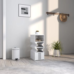 HOMCOM Sada 10 skládacích botníků, stohovatelné plastové úložné boxy na boty s víky, úložný prostor pro boty až do velikosti 43, bílá, 26x35x174cm | A