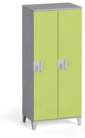 Šatní skříň dvoudílná 1400 x 600 x 400 mm, šedá/zelená