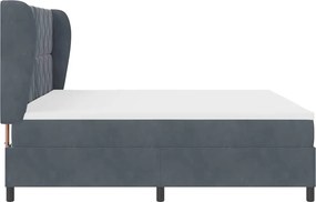 Postel s boxspringem s čelo Tmavě šedá 200 x 200 cm samet 3341001