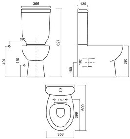 CREAVIT SD3842 WC kombi s integrovaným bidetem, UNI připojení