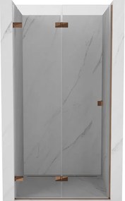 Mexen Lunar-F, levé sklápěcí sprchové dveře 60 cm, 8mm čiré sklo, růžové zlato profil, 836-060-000-60-00-L