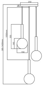 Závěsné svítidlo Niko, 3x transparentní skleněné stínítko, b, o
