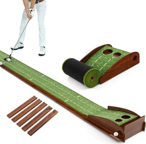 Costway Golfová podložka na patování s 2 jamkami a 3 golfovými míčky a umělým