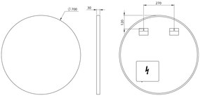 Sapho Sapho, VELUR kulaté zrcadlo s LED podsvícením, ø 70cm, VE070