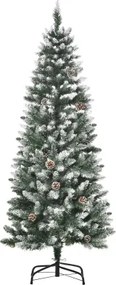 HOMCOM umělý vánoční strom, 630 větviček, 37 šišek, zasněžené špičky, nehořlavý, 150 cm