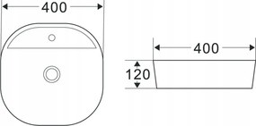 Invena Pejto, umyvadlo na desku 400x400x120 mm, bílá lesklá, INV-CE-17-001-C