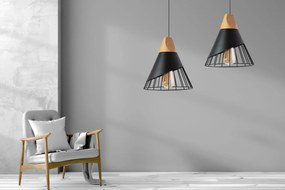 Toolight - Skandidávská závěsná stropní lampa 1xE27 APP223-1CP, černá-hnědá, OSW-00890