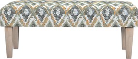 Dlouhá lavička 100x40cm barva modrá látka pletený vzor, vzorované
