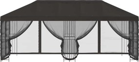 Altán s bočními stěnami 6 x 3 m Antracitová Polyester a ocel 3375996