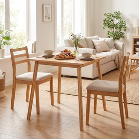 Costway Jídelní stůl z bambusu, čtvercový pro 2-4 osoby – 70 × 70 cm