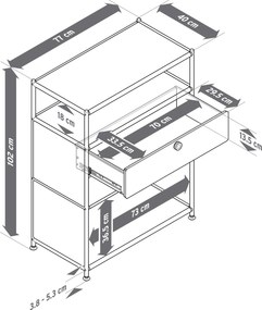 Tchibo - Kovová komoda »Cn3« se 2 zásuvkami