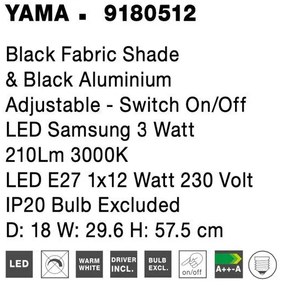 Nova Luce Nástěnné svítidlo YAMA, nastavitelné - vypínač na těle E27 1x12W, 3W 3000K čtecí lampička Barva: Bílá