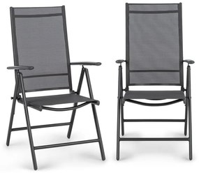 Almeria Garden Chair, skládací židle, sada 2 kusů, 56,5 x 107 x 68 cm, Comfortmesh, antracitová