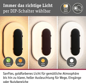 P 94957 LED venkovní nástěnné svítidlo Elunor IP65 podlouhlé 122x212mm 2200 - 4000K 18,5W 230V antracit/bílá polykarbonát - PAULMANN