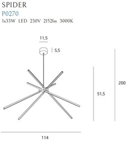 Maxlight P0270 Závěsné LED svítidlo SPIDER bílé
