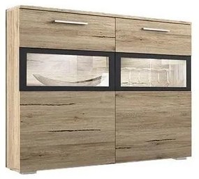 HELVETIA Komoda SARAH san remo sv./antracit lesk 91 x 92 x 40 cm