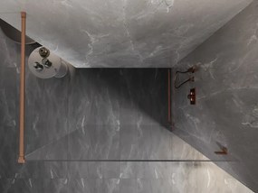 Mexen Lunar sprchová stěna pravá 150 x 200 cm, 8mm čiré sklo, měděná matná, 830-150-000-65-00-P