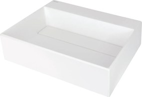 Deante Correo, granitové umyvadlo na desku s poličkou pod baterii a krycí deskou 500x400x130 mm, bílá, CQR_AU5M