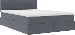 Postel s úložným prostorem s čelo Tmavě šedá 140 x 190 cm samet 3370816