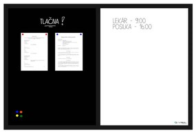 Toptabule.sk  Kombinovaná magnetická tabule v dřevěném rámu – 5 fareb rámu 120x90 cm