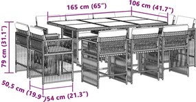 11dílný zahradní jídelní set s poduškami mix béžové polyratan 3211752