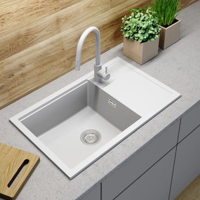 Gamma Advance 8050, 1-komorový granitový dřez 800x500x210 mm, bílá, GMA-ZLE000150