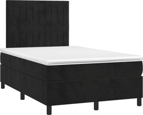 Box spring postel s matrací a LED černá 120x200 cm samet 3136235