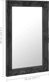Nástěnné zrcadlo barokní styl 50 x 80 cm černé 320323