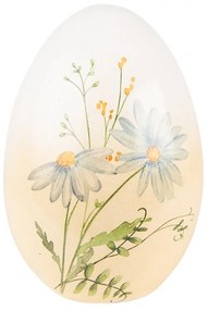 Dekorace keramické vajíčko s modrými květy – 11x11x17 cm