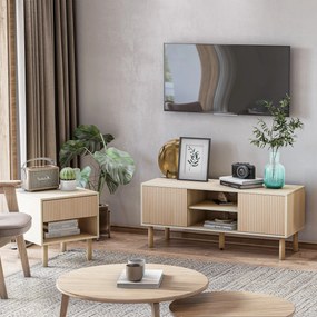 HOMCOM Televizní stolík pro TV do 50 palců s 2 posuvnými dveřmi a 2 policemi s řešením kabeláže - 115 x 40 x 49 cm | Aosom