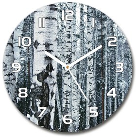 Wallmuralia Skleněné hodiny kulaté Stromy břízy fi 30 cm