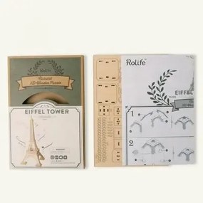 RoboTime dřevěné 3D puzzle Eiffelova věž / od 8 let / 122 dílků / Obtí
