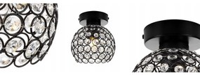 Stropní svítidlo Crystal, 1x černé křišťálové stínítko