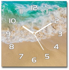 Wallmuralia Skleněné hodiny čtverec Pláž a moře 30x30 cm