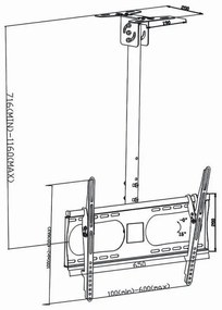 Nedis TVCM1350BK - Stropní držák pro Full Motion TV 42-65”