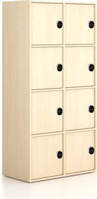 Kancelářská skříň FRAME, 8x dveře, 872 x 450 x 1735 mm, RFID zámek, bříza