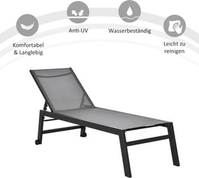 Outsunny lehátko zahradní hliníkové šedé 5-stupňové opěradlo 169 x 65 x 102 cm pro zahradu a terasu | Aosom.de