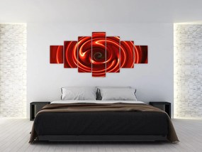 Abstraktní obraz - červená spirála (210x100 cm)
