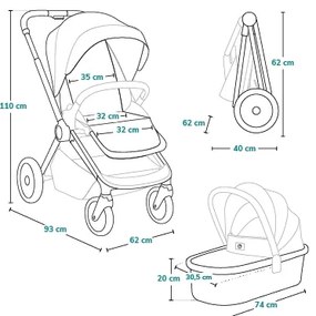 Lionelo - Kombinovaný kočárek 2v1 MIKA PLUS Black Onyx