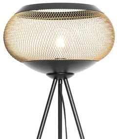 Moderní stativová stojací lampa černá se zlatou - Lucas