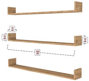 Závěsné police 120 JODI (3ks) barva borovice