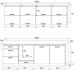 Kuchyňská linka ELISE 240 cm grafit