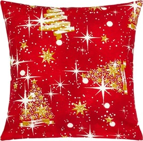 Bellatex Polštářek VÁNOCE Stromek vánoční Červená,Zlatá rozměr 40x40 cm