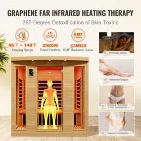 Far Infrared Wooden Sauna Room Domácnost Sauna Spa pro 3 až 4 osoby 2580 W