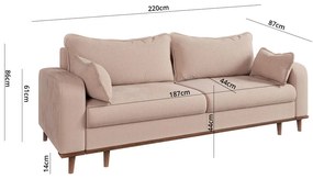 Béžová manšestrová pohovka 220 cm Beata – Ropez
