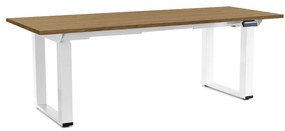 Výškově nastavitelný stůl OfficeTech Strong 200 x 80 cm, bílá podnož, dub kamenný