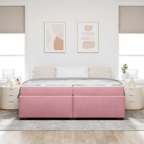 Rám postele s matrací Růžová 200 x 200 cm textil 3399313