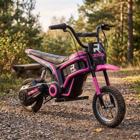 HOMCOM Elektrická motorka pro děti, 24V dětská motorka s klaksonem, světlem, s otočnou rukojetí plynu, 8-16 km/h, 8-12 let, růžová